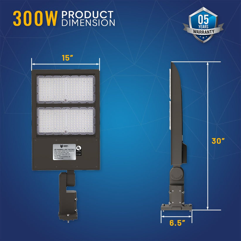 LED Pole Lights Outdoor 300W/240W/200W Wattage Adjustable, 5700K, 133