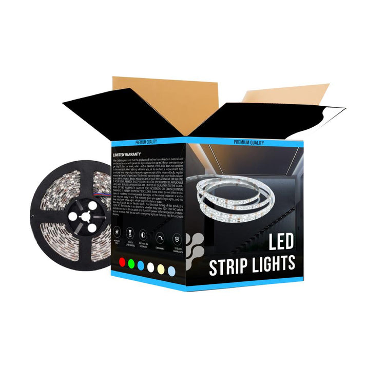 LED Strip Lights 16.4ft, Dimmable, 12V, 60 LEDs/M, 3000K, UL/RoHS Listed