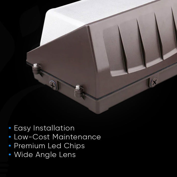 LED Wall Pack Light with Dusk-to-Dawn Photocell, 40W, 5700K, 6250LM, A
