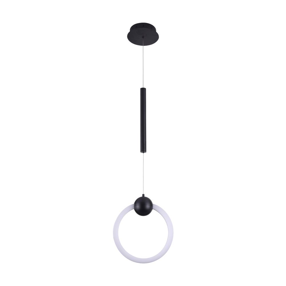 Matte Black Ring, 1-Light LED Unique Design Pendant, 9W, 3000K (Warm W