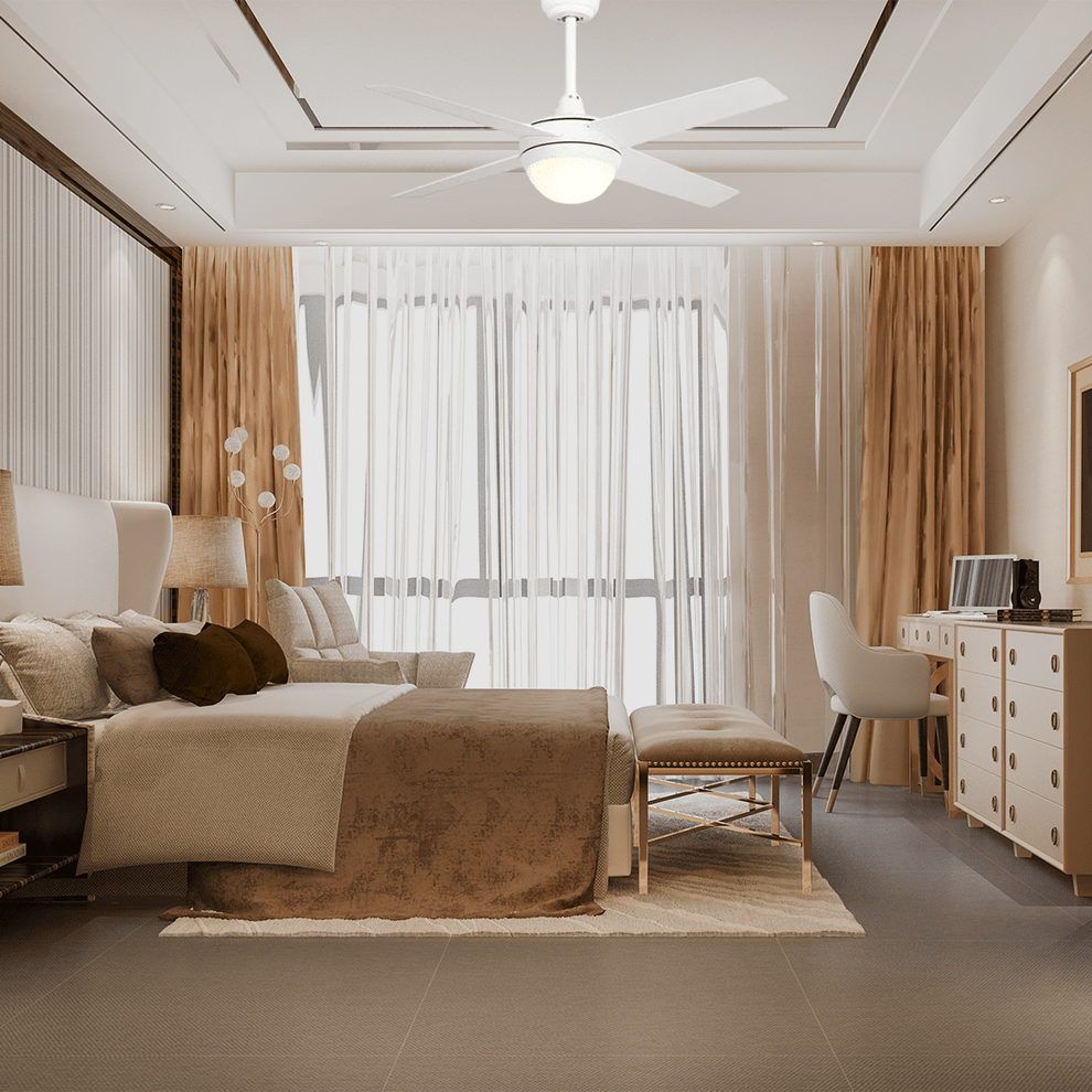 NEVA 52" 4-Blade Smart Ceiling Fan, LED Light, Smart Wall Switch, White