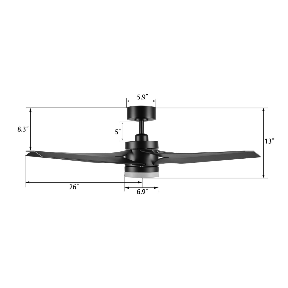 ONYX 52 inch 5-Blade Ceiling Fan with LED Light Kit & Remote