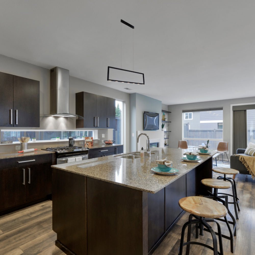 Rectangular Chandelier LED For Office Kitchen Dining Room, 33W, 3000K,
