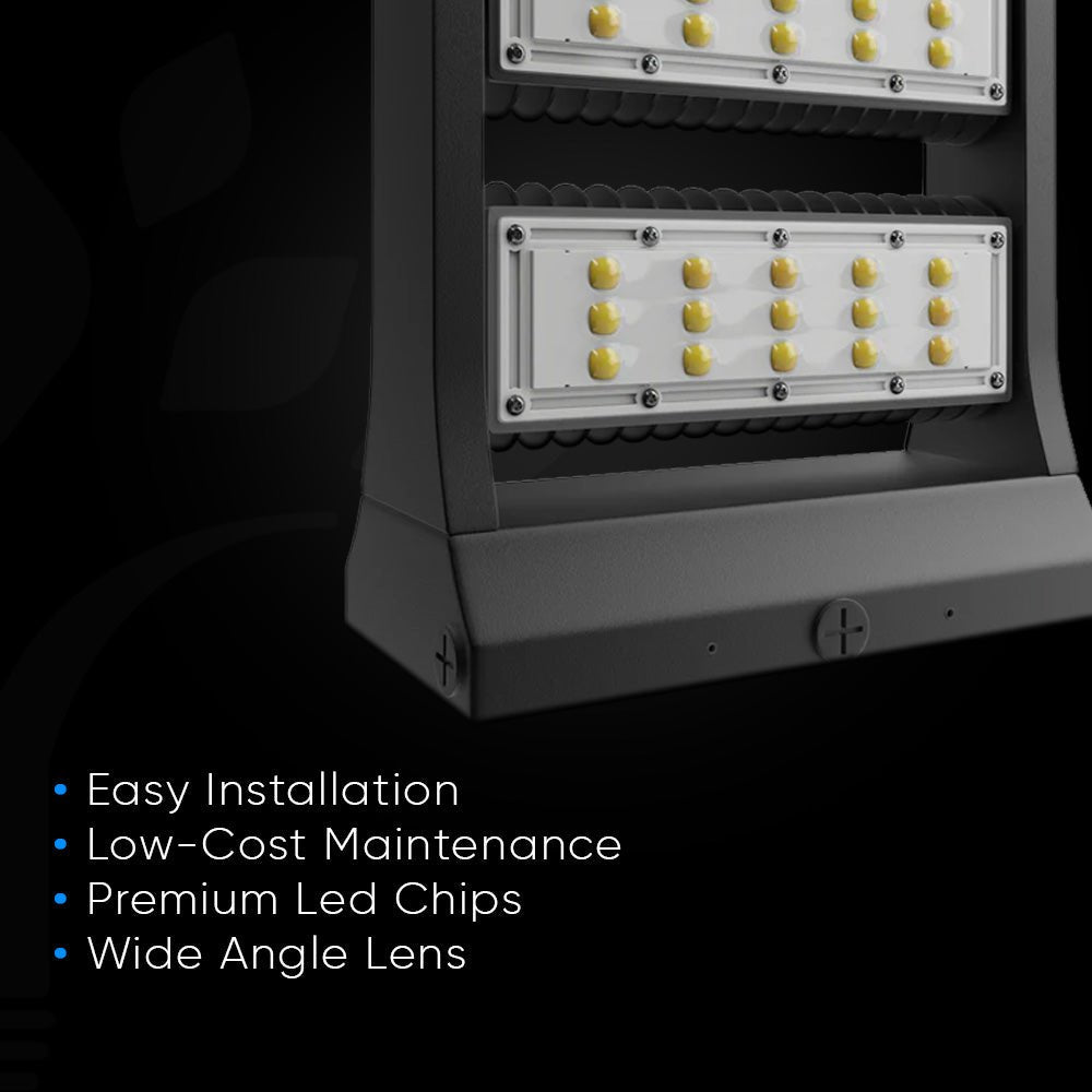 Rotatable LED Wall Pack Light 80W 5700K, 10800LM, Black, UL, DLC Premi