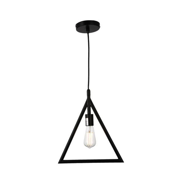 Triangle Shape Pendant Lighting Fixture, E26 Base, Matte Black Finish,