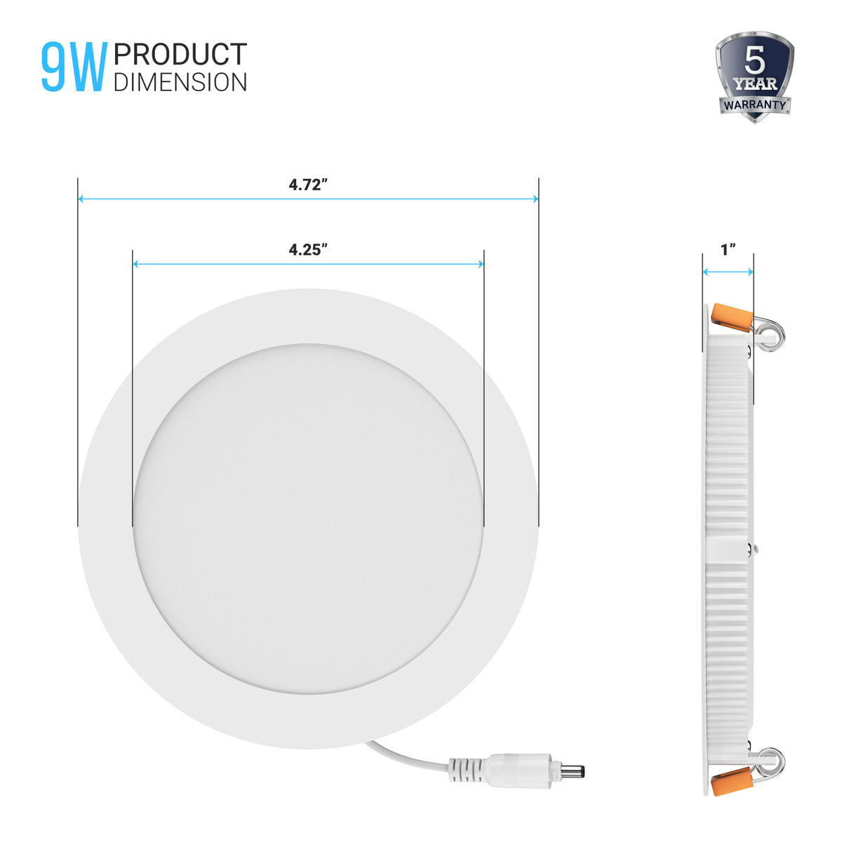 4 Inch Slim LED Recessed Lighting with Junction Box, 9W, 650LM, Damp L ...