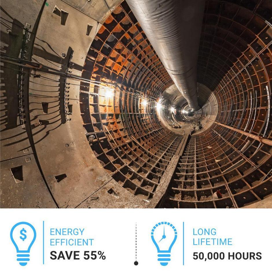 LED Temporary Work Lights with Cage, 100W 5000K, Plug and Play, Linkab