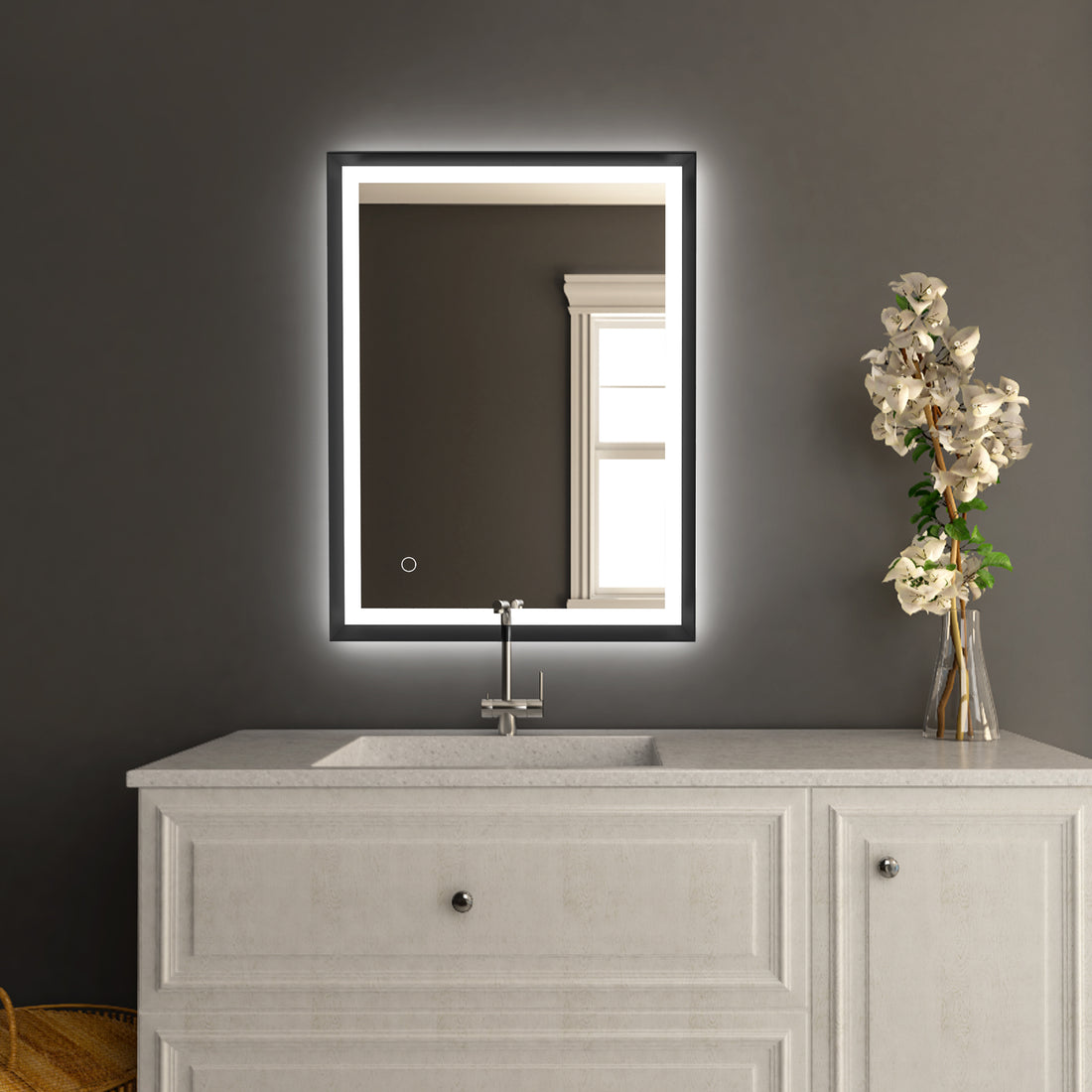 Frontlit/Backlit LED Lighted Bathroom Vanity Mirror with Frame, Anti-F