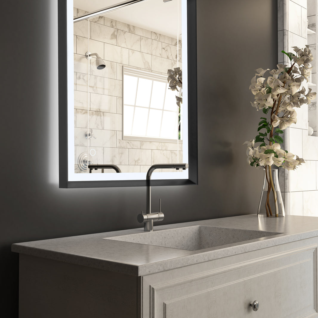 Frontlit/Backlit LED Lighted Bathroom Vanity Mirror with Frame, Anti-F