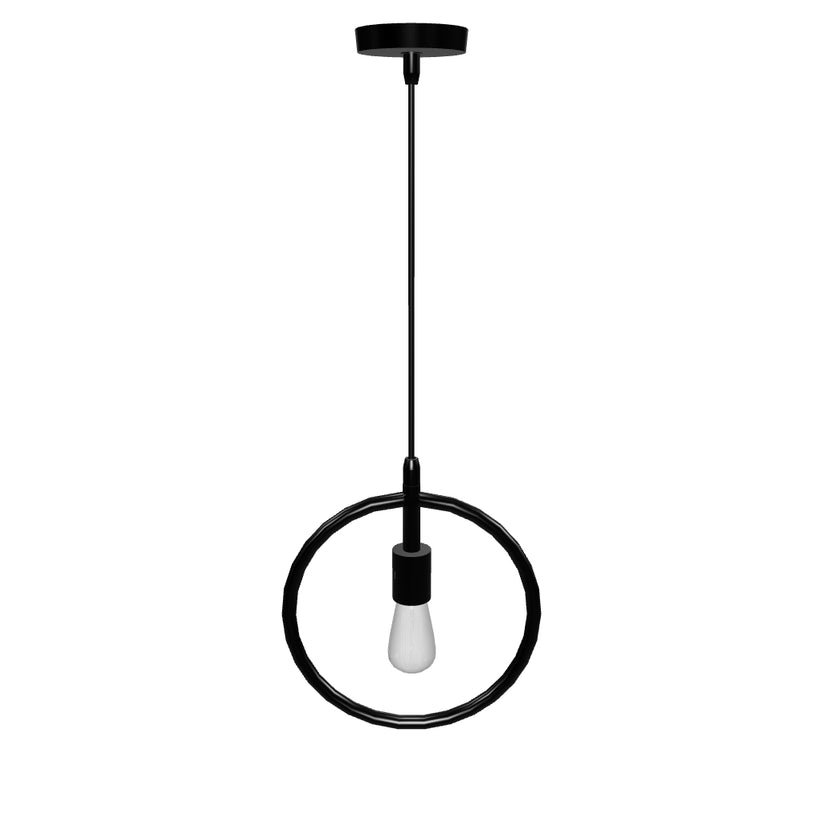 Matte Black Ring Shape Pendant Light Fixture, E26 Base, UL Listed for